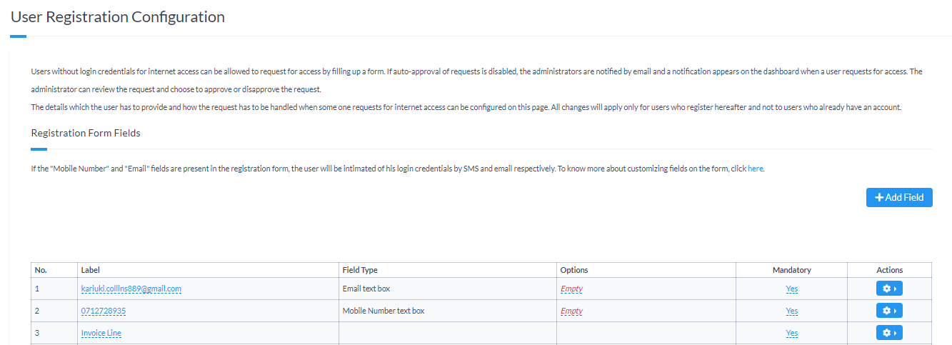 User registration page - Documentation - Jaze ISP Manager